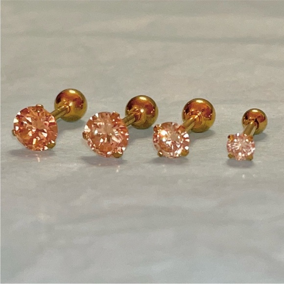 Jewelry | 16g Cubic Zirconia Gold Earrings Set | Poshmark